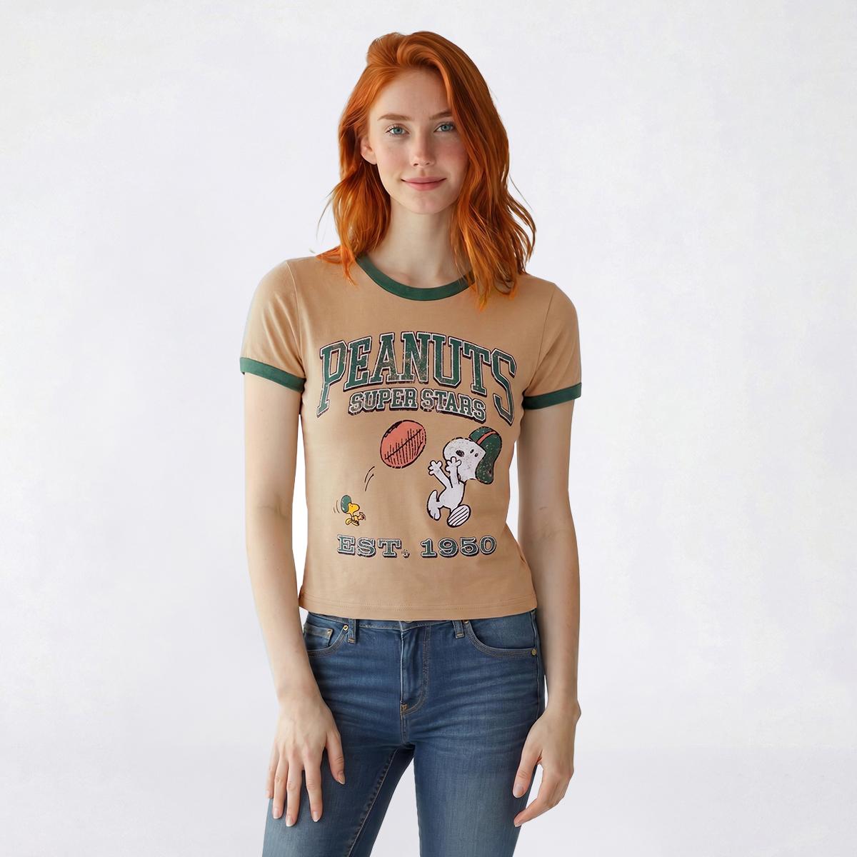 Click here for Juniors C-Life Peanuts Football Ringer Baby Tee prices